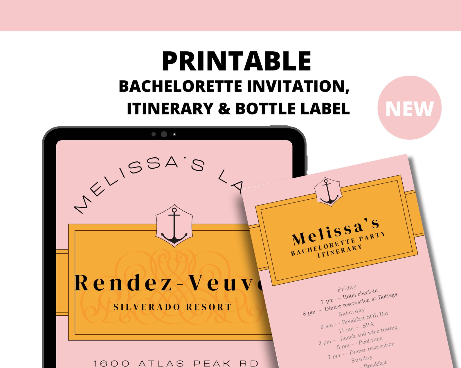 Last Rendez Veuve Bachelorette Invitation and Itinerary and Bottle ...