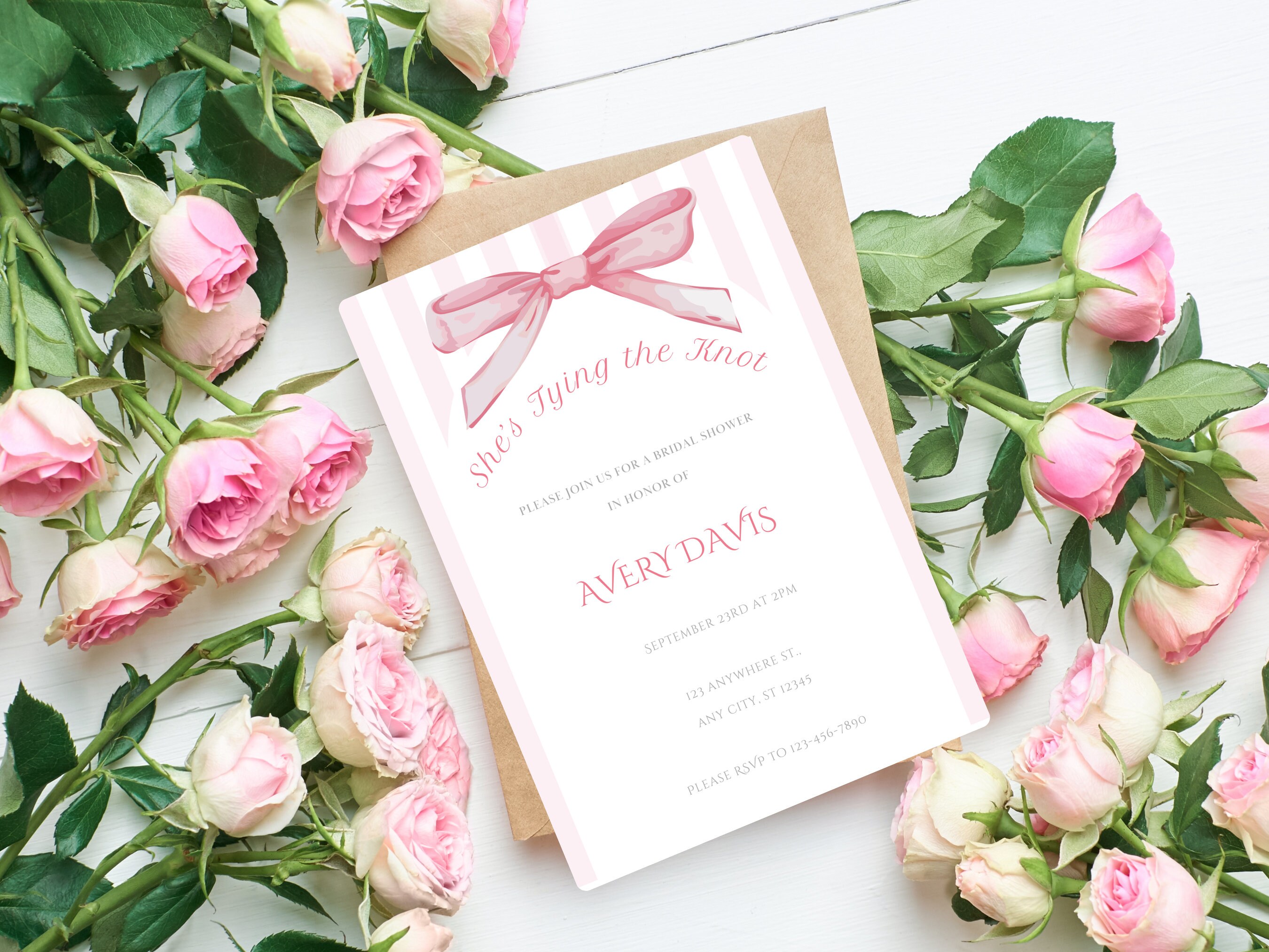 Coquette Bridal Shower, Coquette Invitation, Pink Bow Invite, Bridal ...