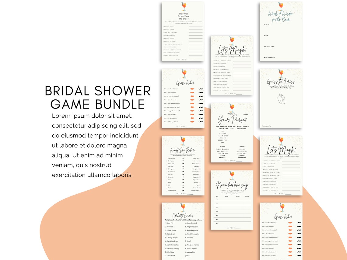 Aperol Spritz Bridal Shower Games 10 Printables Bundle Printablebridal ...