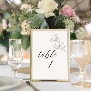 Printable Table Numbers Minimalist Floral Design Calligraphy - Etsy