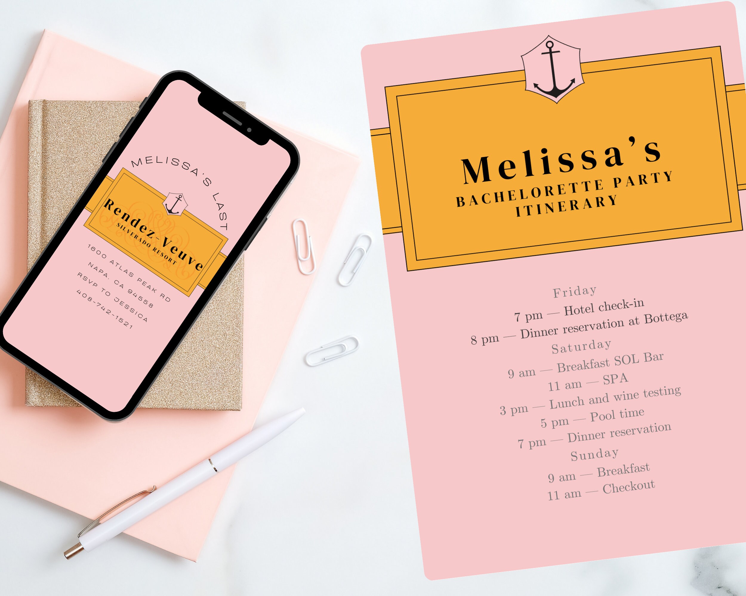 Last Rendez Veuve Bachelorette Invitation and Itinerary and Bottle ...