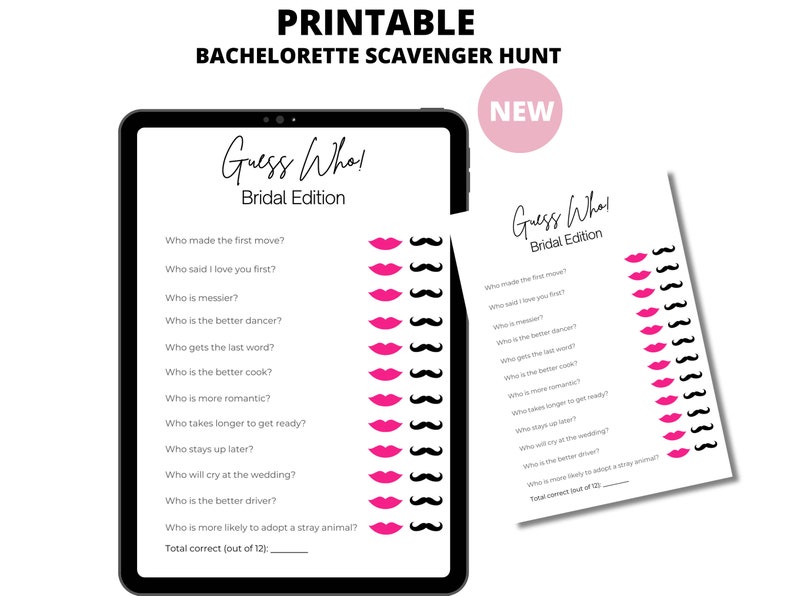 Printable Guess Who Bridal Shower Game Bachelorette Party Etsy