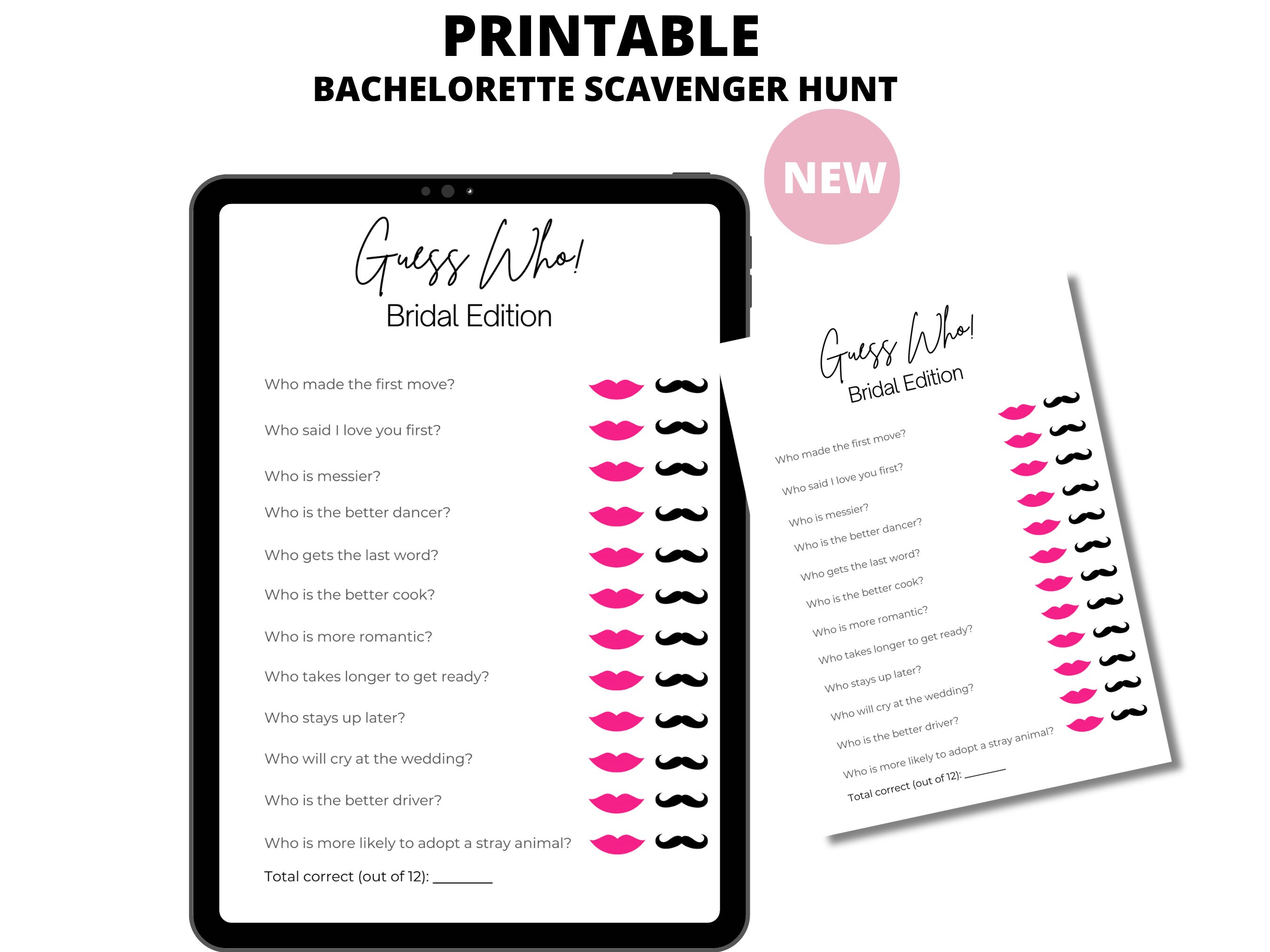 Printable Guess Who Bridal Shower Game Bachelorette Party Etsy