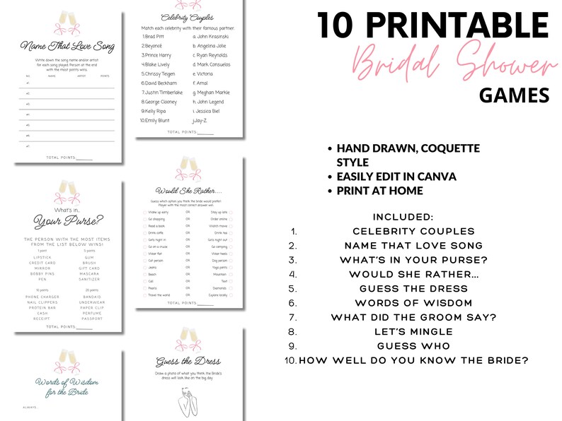 She's Tying the Knot Bridal Shower Games, Coquette Bridal Shower Games ...