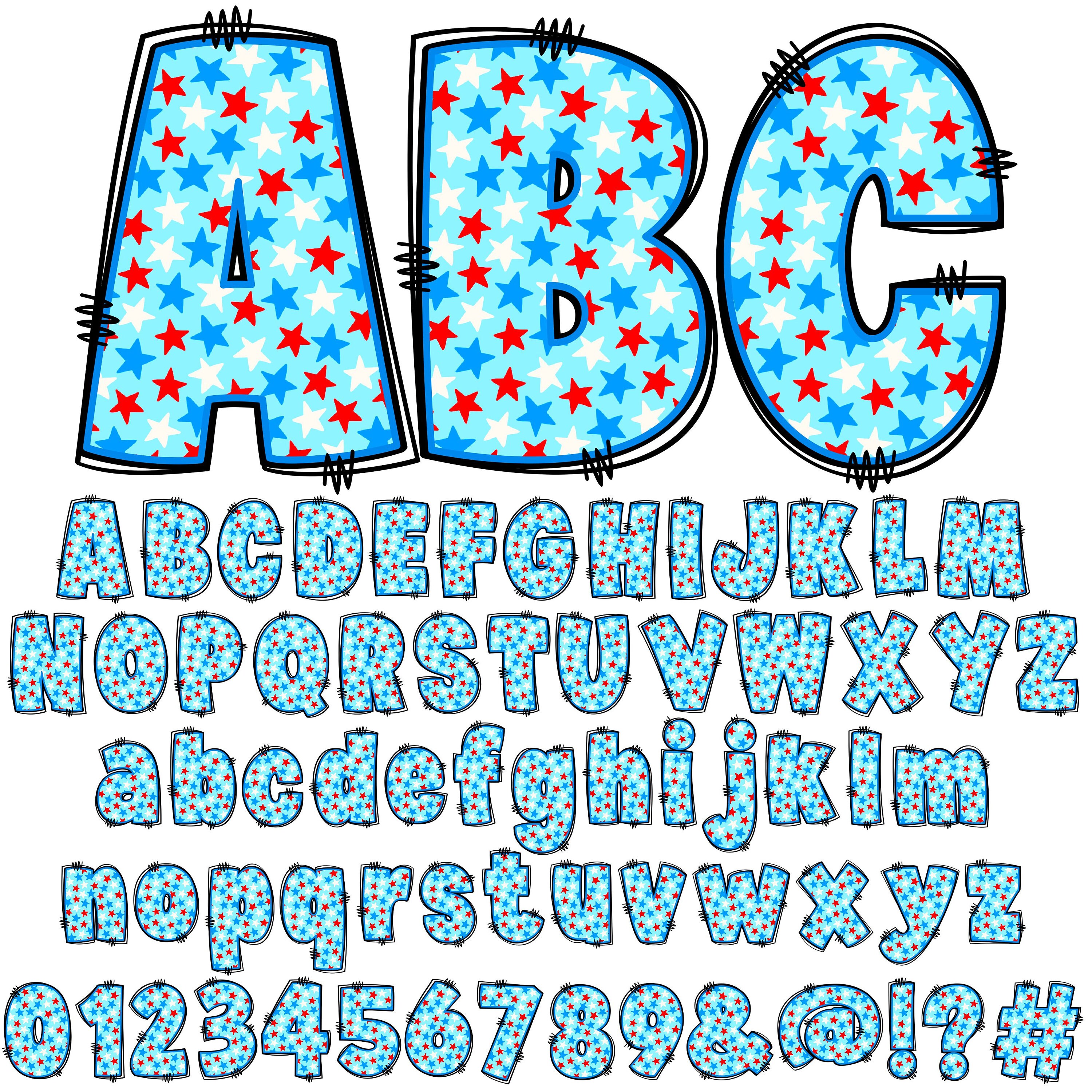 Patriotic Alphabet PNG, 4th of July, Independence Day, Alpha Doodle ...