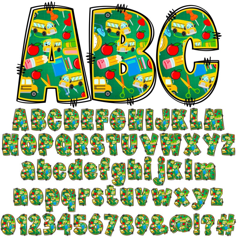 Back to School Alphabet PNG, School Letters, PNG Letters, School Alpha ...