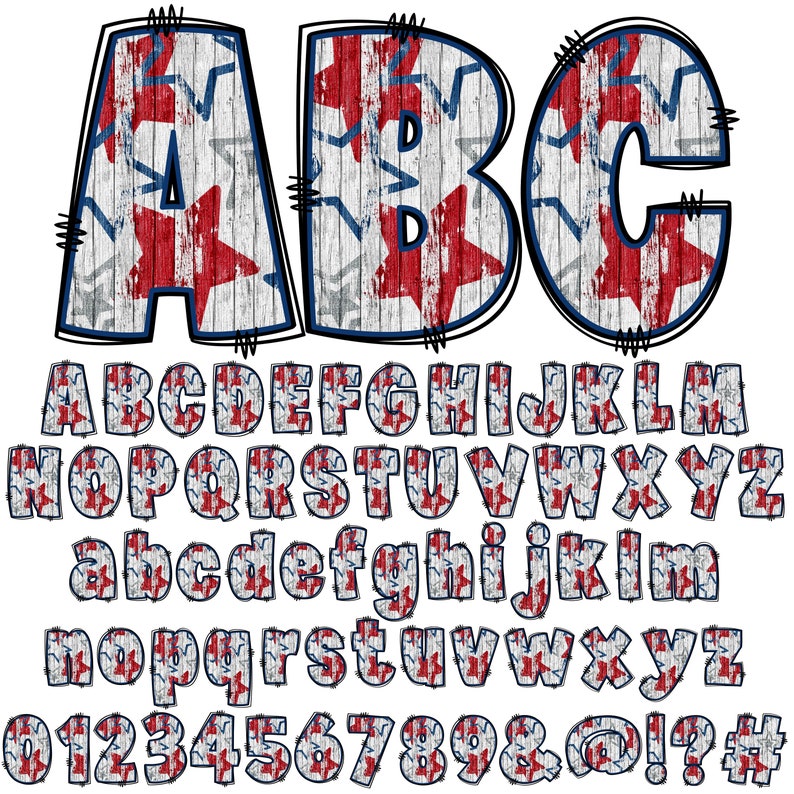 Patriotic Alphabet PNG, 4th of July, Independence Day, Alpha Doodle ...
