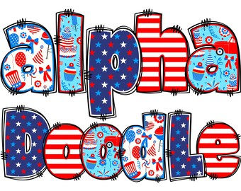 BUNDLE Patriotic Alphabet PNG, 4th of July, Independence Day, Alpha ...