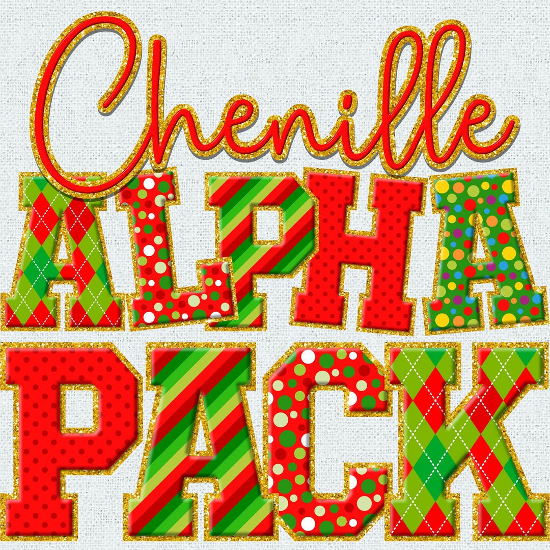 Christmas Faux Chenille Letters Bundle PNG, Christmas Alphabet, Faux ...
