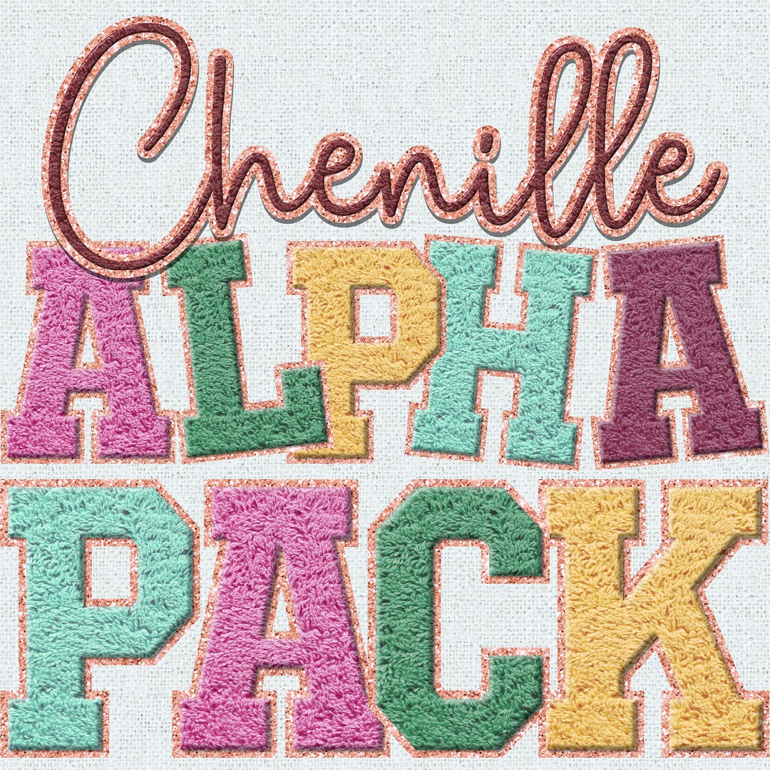 Faux Chenille Alphabet Bundle PNG, Varsity Letters Patches, Pastel ...
