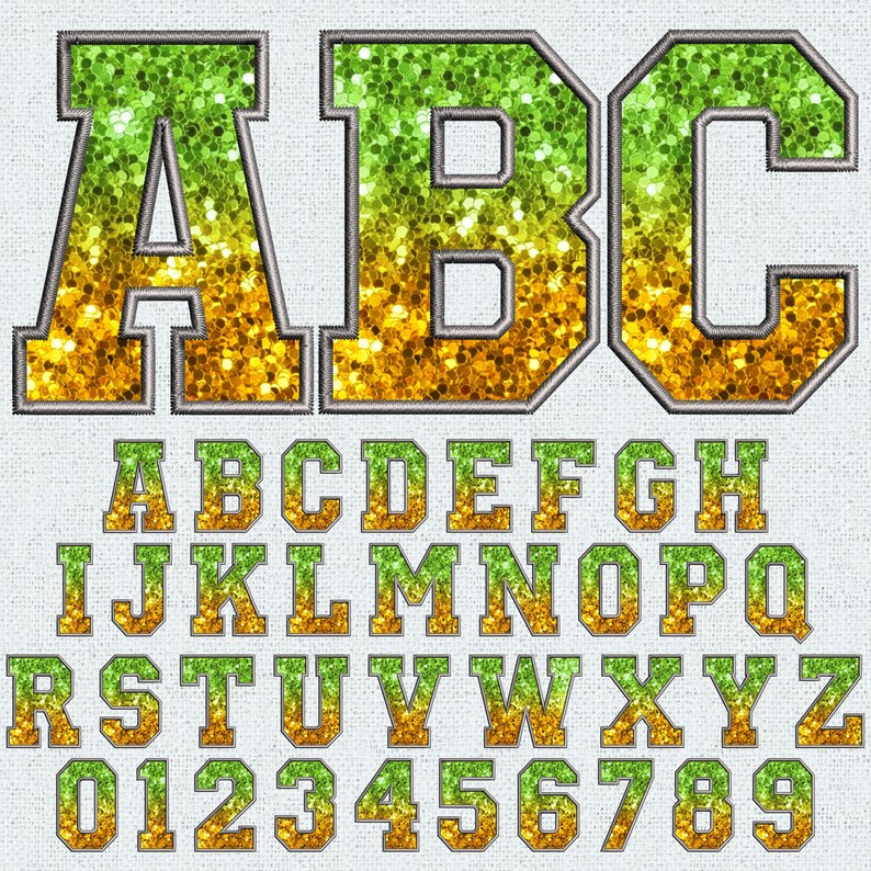 Faux Embroidery Sequin Alphabet Bundle PNG, Sequins Alphabet, Faux ...