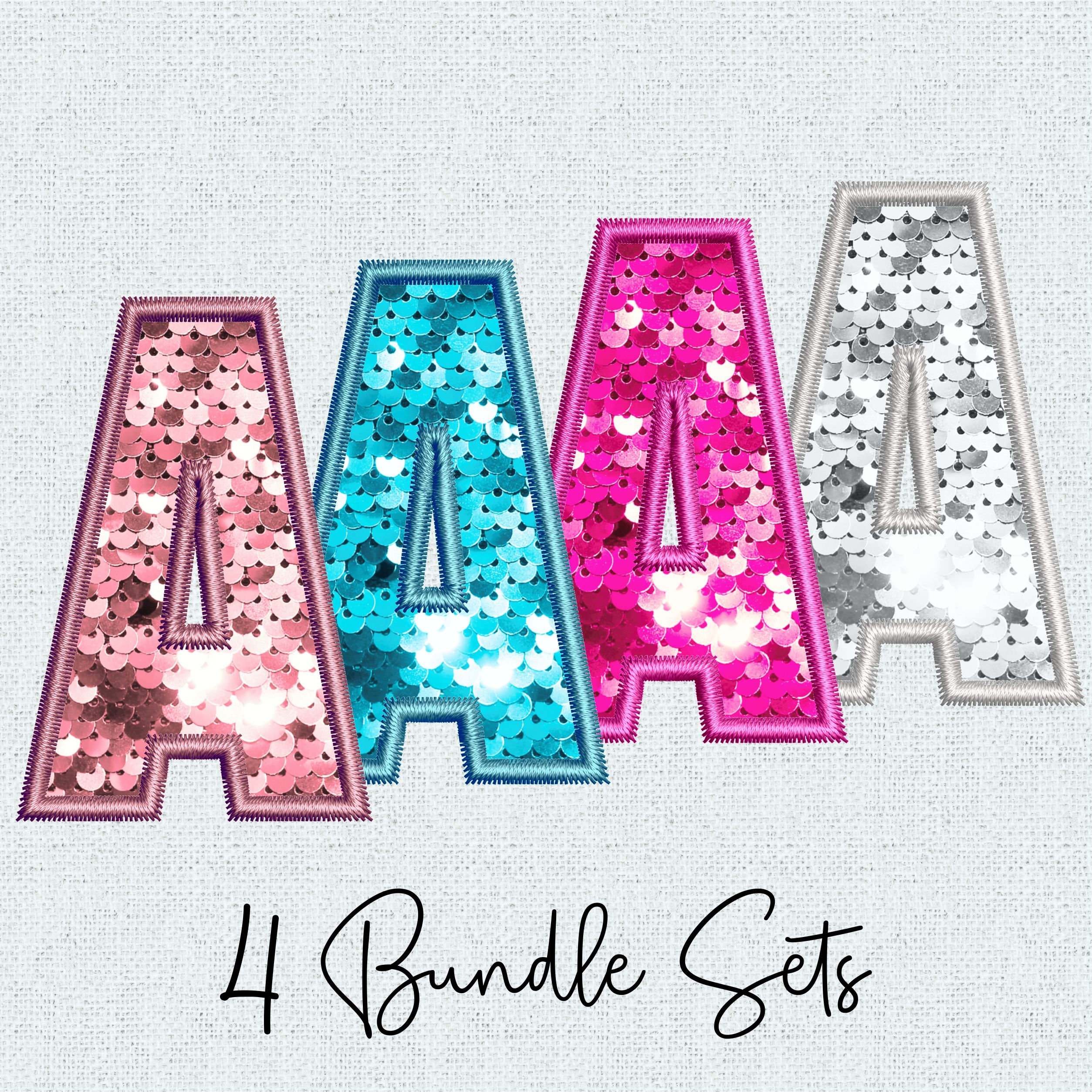 Faux Embroidery Sequin Alphabet Bundle PNG, Sequins Alphabet, Sequin ...