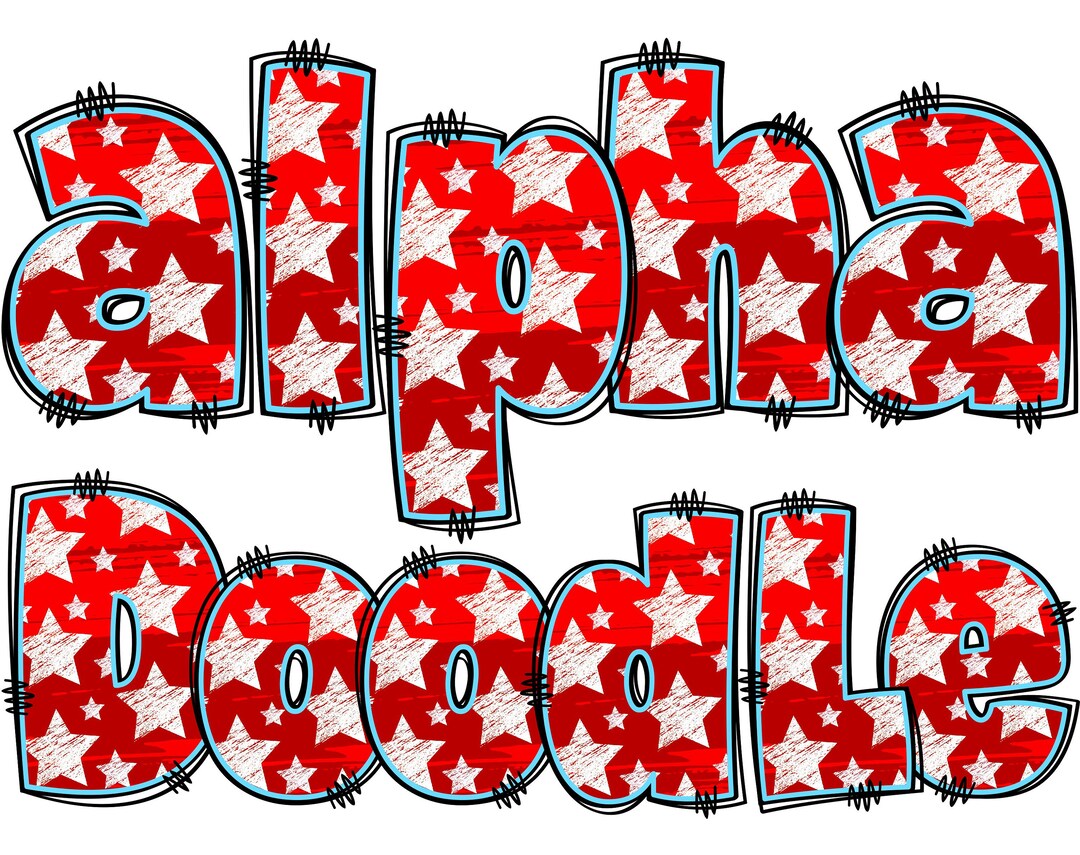 Patriotic Alphabet PNG, 4th of July, Independence Day, Alpha Doodle ...