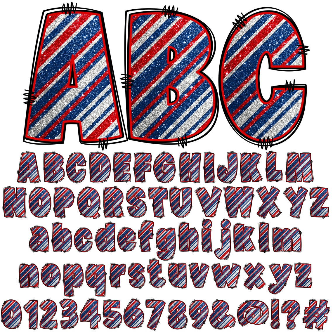BUNDLE Patriotic Alphabet PNG, 4th of July, Independence Day, Alpha ...