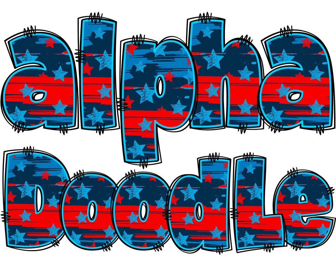 Patriotic Alphabet PNG, 4th of July, Independence Day, Alpha Doodle ...