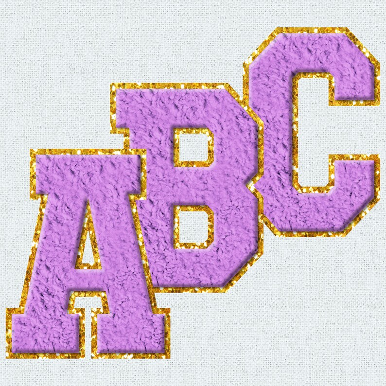 Faux Chenille Alphabet PNG, Varsity Letters Patches, Pastel Color Faux ...
