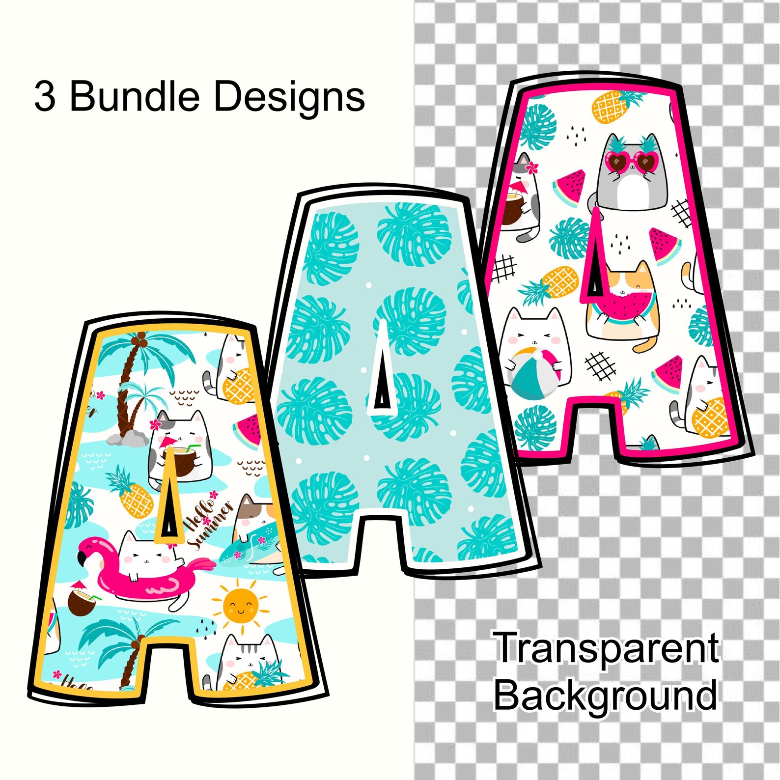 Summer Alphabet Bundle PNG, Summer Letters, PNG Letters, 3 Sets, Summer ...