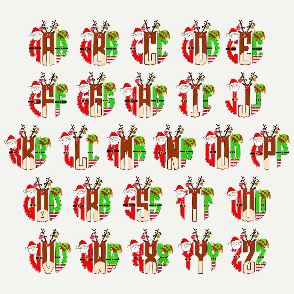 Christmas Monogram PNG, Christmas PNG, Christmas Monogram, Alpha Doodle ...