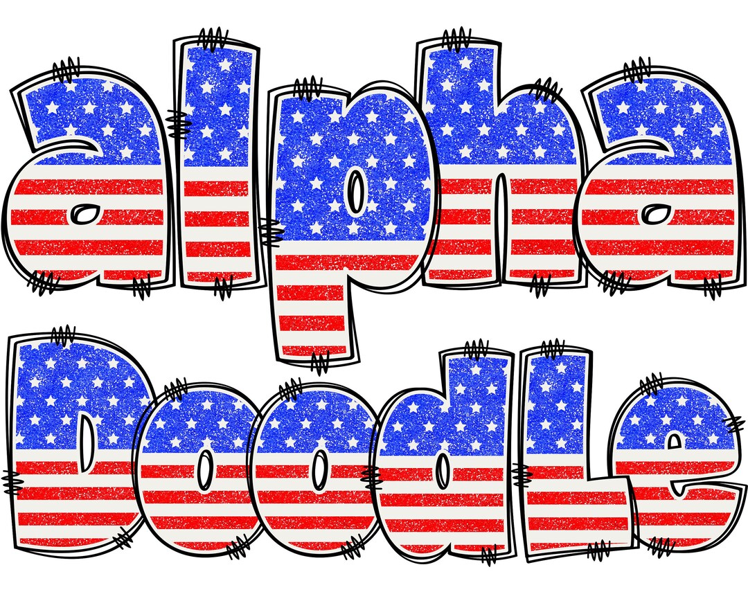 Patriotic Glitter Alphabet PNG, July 4th, Independence Day, Alpha ...