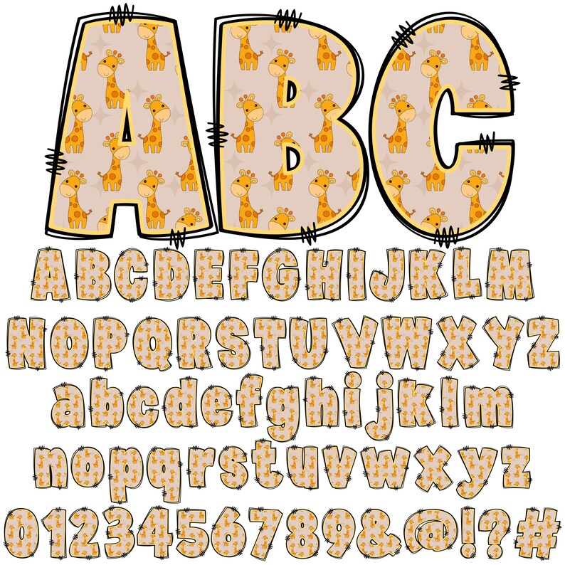 Giraffe Alphabet Bundle PNG, Giraffe PNG Letters, Giraffe Letters ...