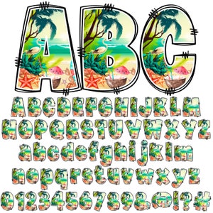 BUNDLE Summer Alphabet PNG, Tropical Doodle, PNG Letters, Beach Letters ...