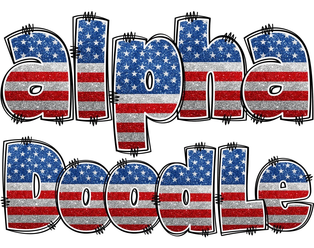 Patriotic Glitter Alphabet PNG, 4th July, Independence Day, Alpha ...