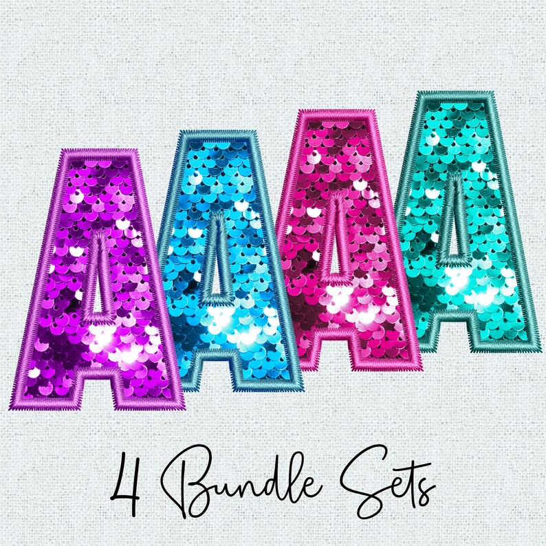 Faux Embroidery Sequin Christmas Alphabet Bundle PNG, Sequins Alphabet ...