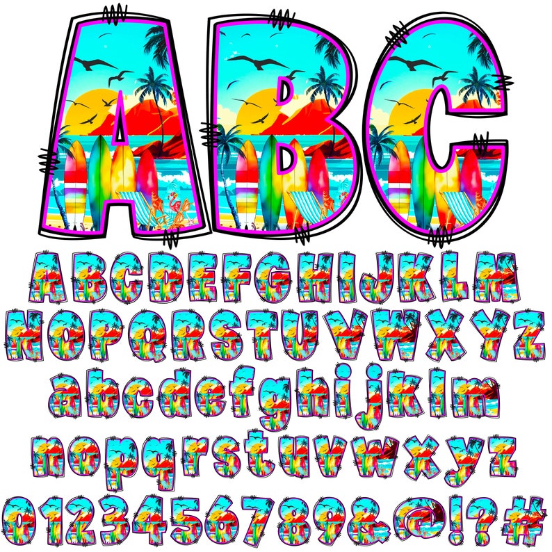 Summer Alphabet PNG, Tropical Sunset Beach Alphabet , PNG Letters ...