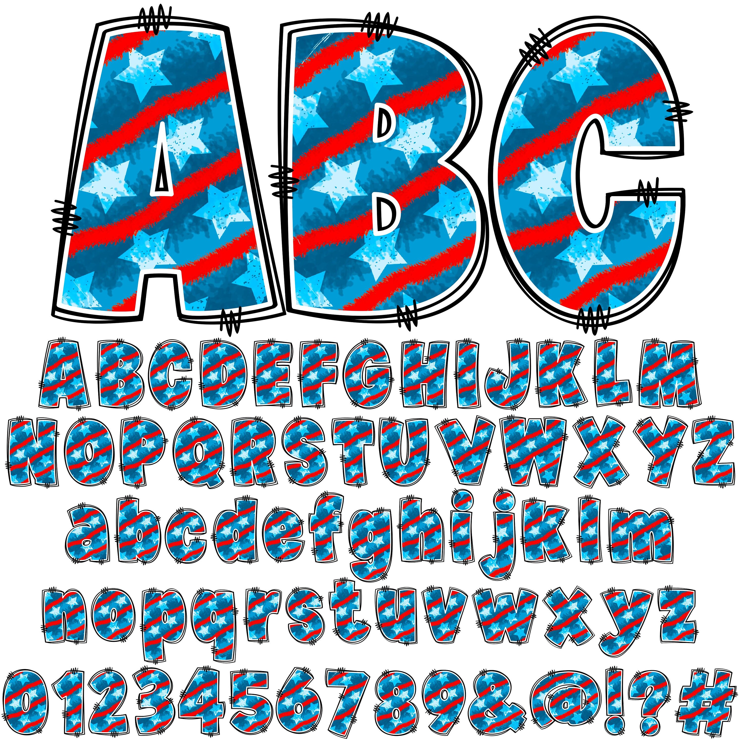 BUNDLE Patriotic Alphabet PNG, 4th of July, Independence Day, Alpha ...
