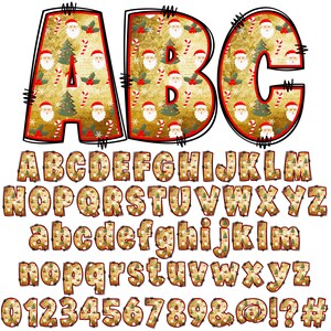 Christmas Alphabet Doodle PNG Bundle, Christmas Alphabet, Christmas ...