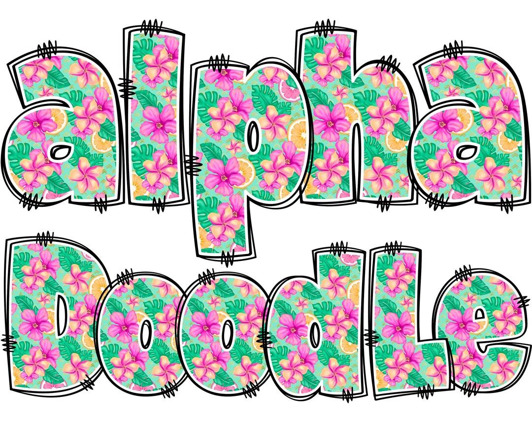 Summer Alphabet PNG, Tropical Doodle, PNG Letters, Fruits Doodle, Alpha ...