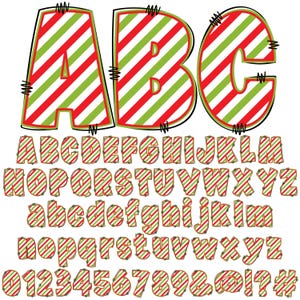 Christmas Alphabet Doodle PNG Bundle, Christmas Alphabet, Christmas ...