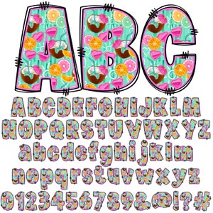 Summer Alphabet PNG, Fruits Doodle, PNG Letters, Tropical Doodle, Alpha ...