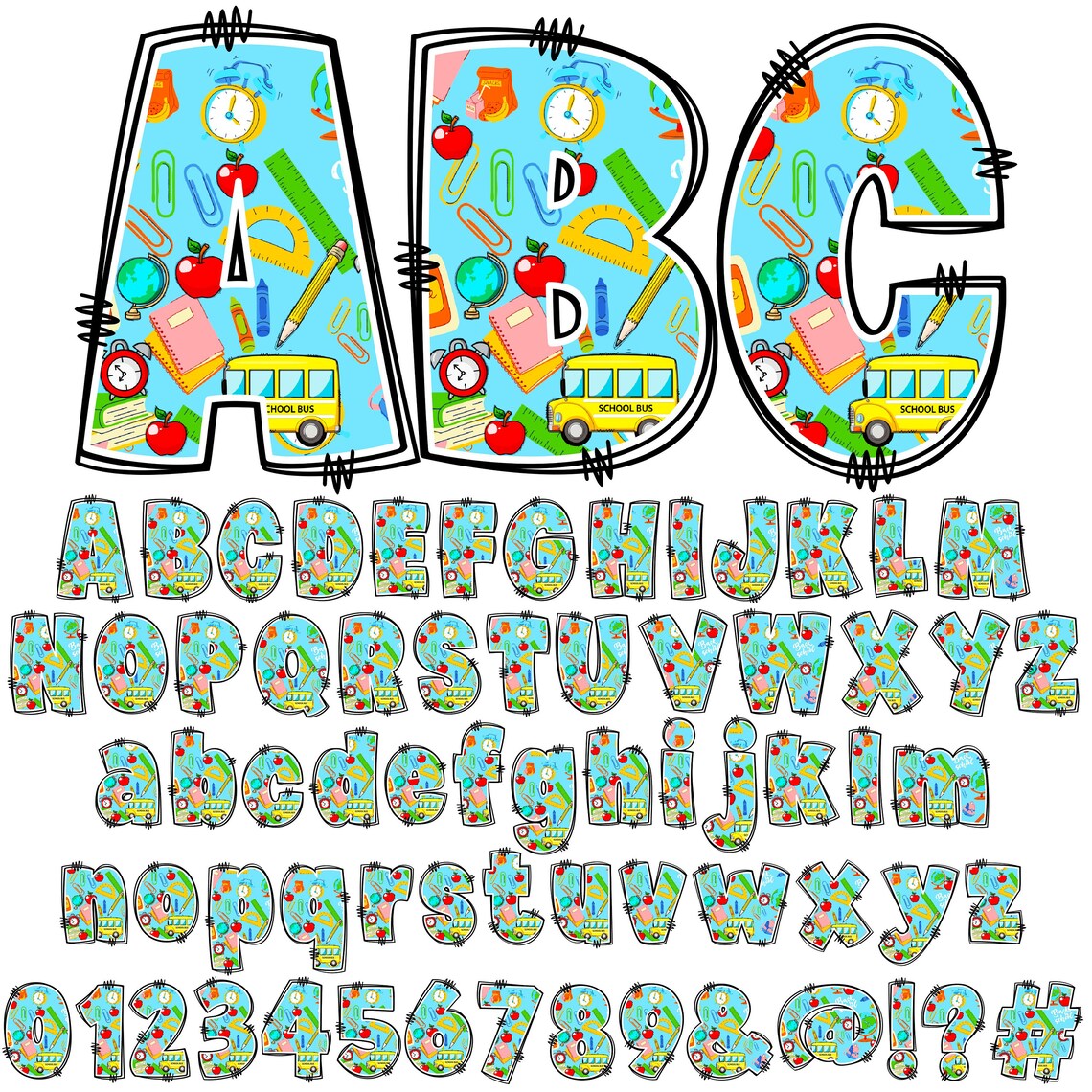 BUNDLE Back to School Alphabet PNG School Letters PNG - Etsy