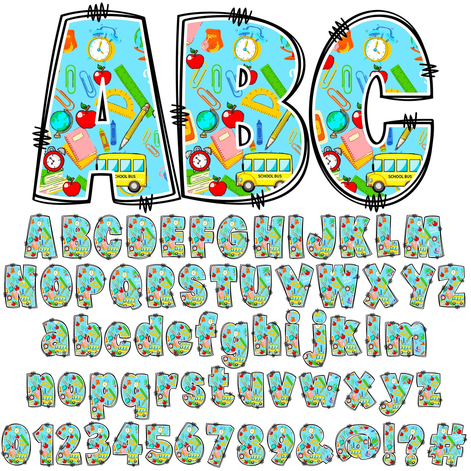 BUNDLE Back to School Alphabet PNG School Letters PNG - Etsy