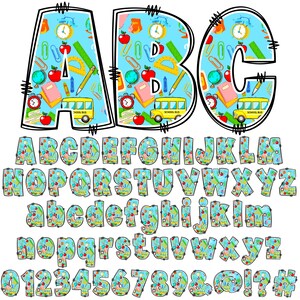BUNDLE Back to School Alphabet PNG, School Letters, PNG Letters, School ...