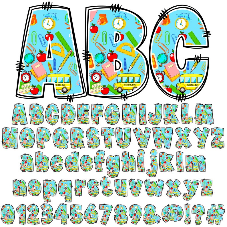 BUNDLE Back to School Alphabet PNG School Letters PNG - Etsy