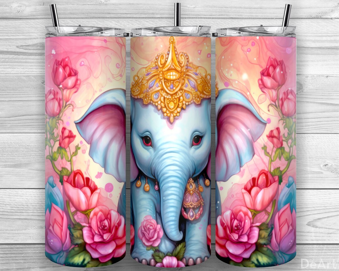 Princess Baby Elephant Tumbler Design, Elephant, 20oz Skinny Tumbler ...