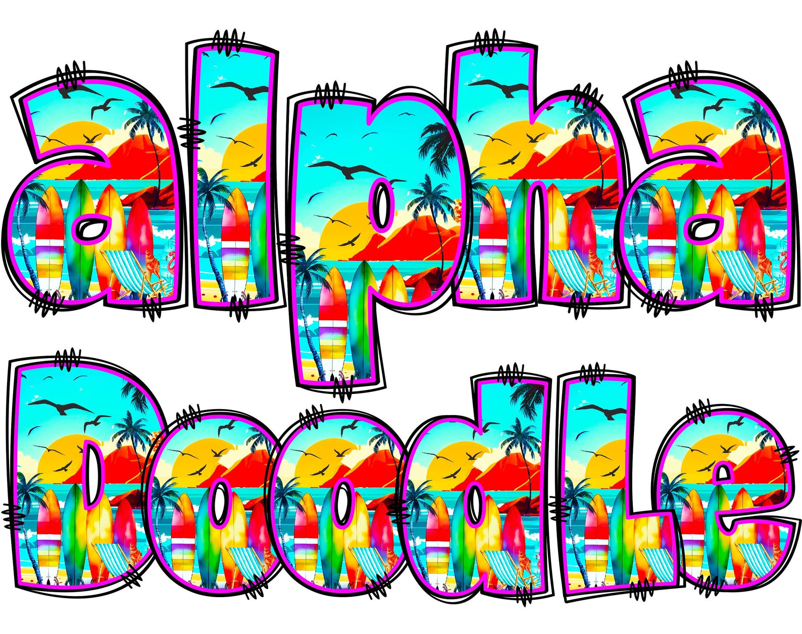 Summer Alphabet PNG, Tropical Sunset Beach Alphabet , PNG Letters ...