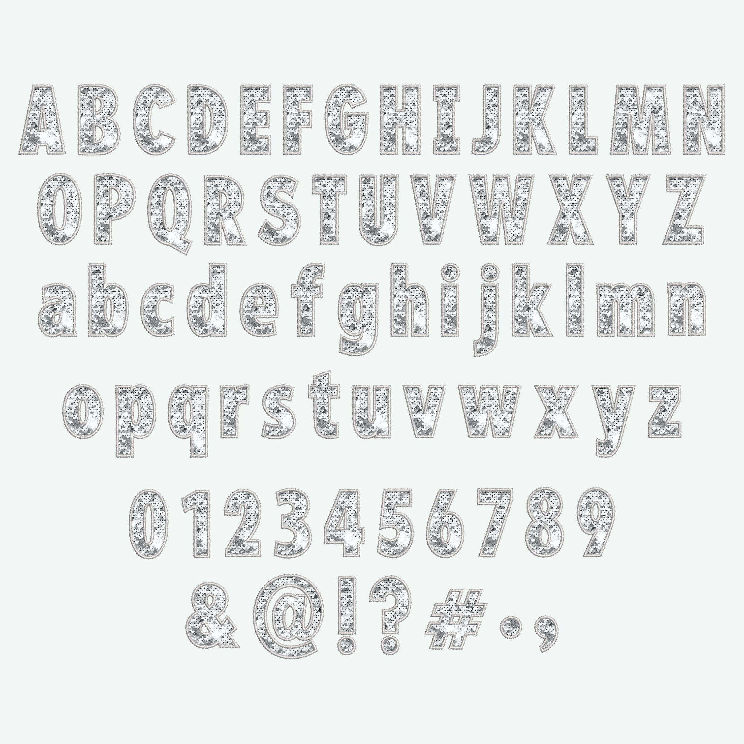 Faux Embroidery Sequin Alphabet Bundle PNG, Sequins Alphabet, Sequin ...