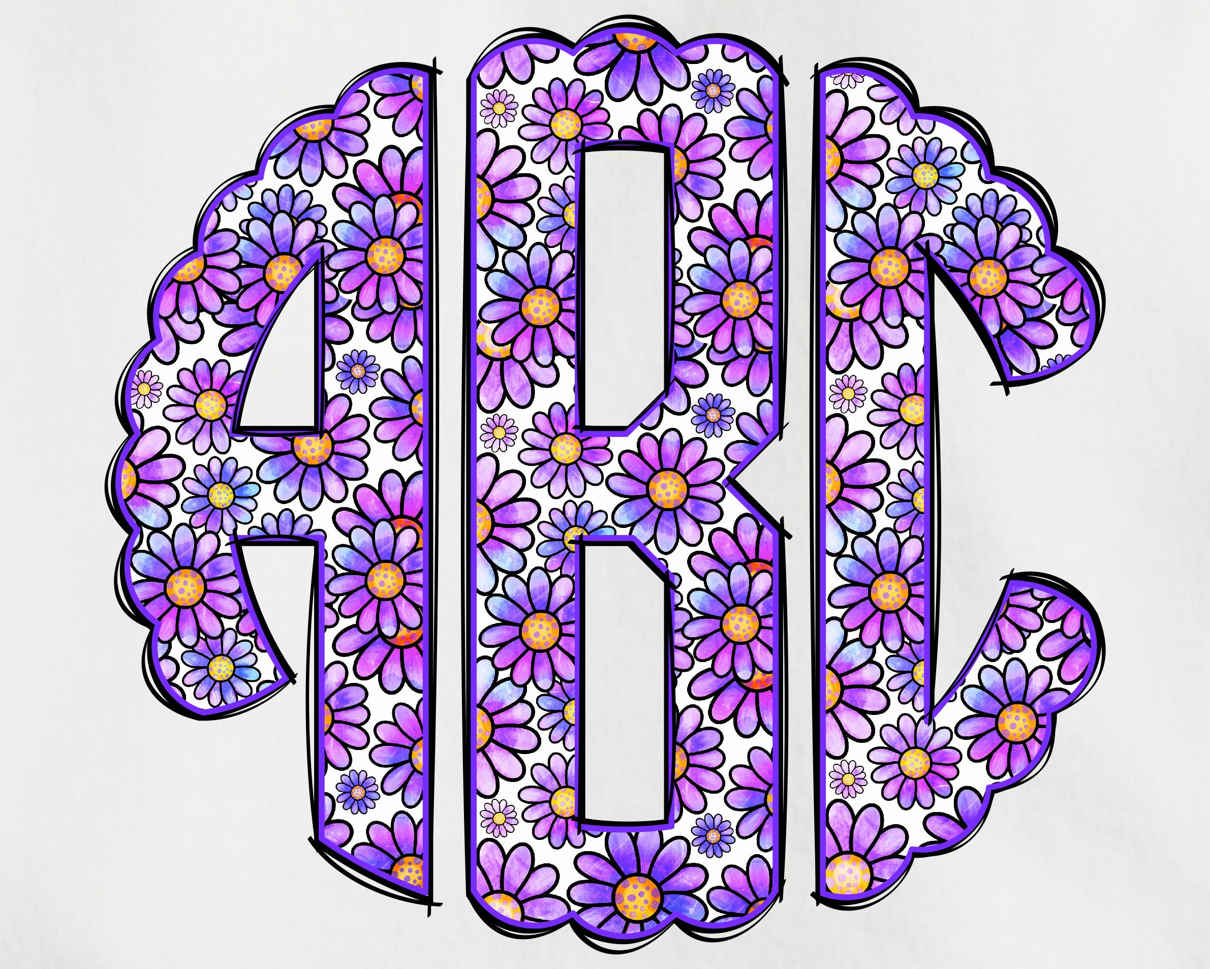 Spring Monogram PNG, Flower Monogram, Spring Floral Monogram, Alpha Doodle, Doodle Monogram ...