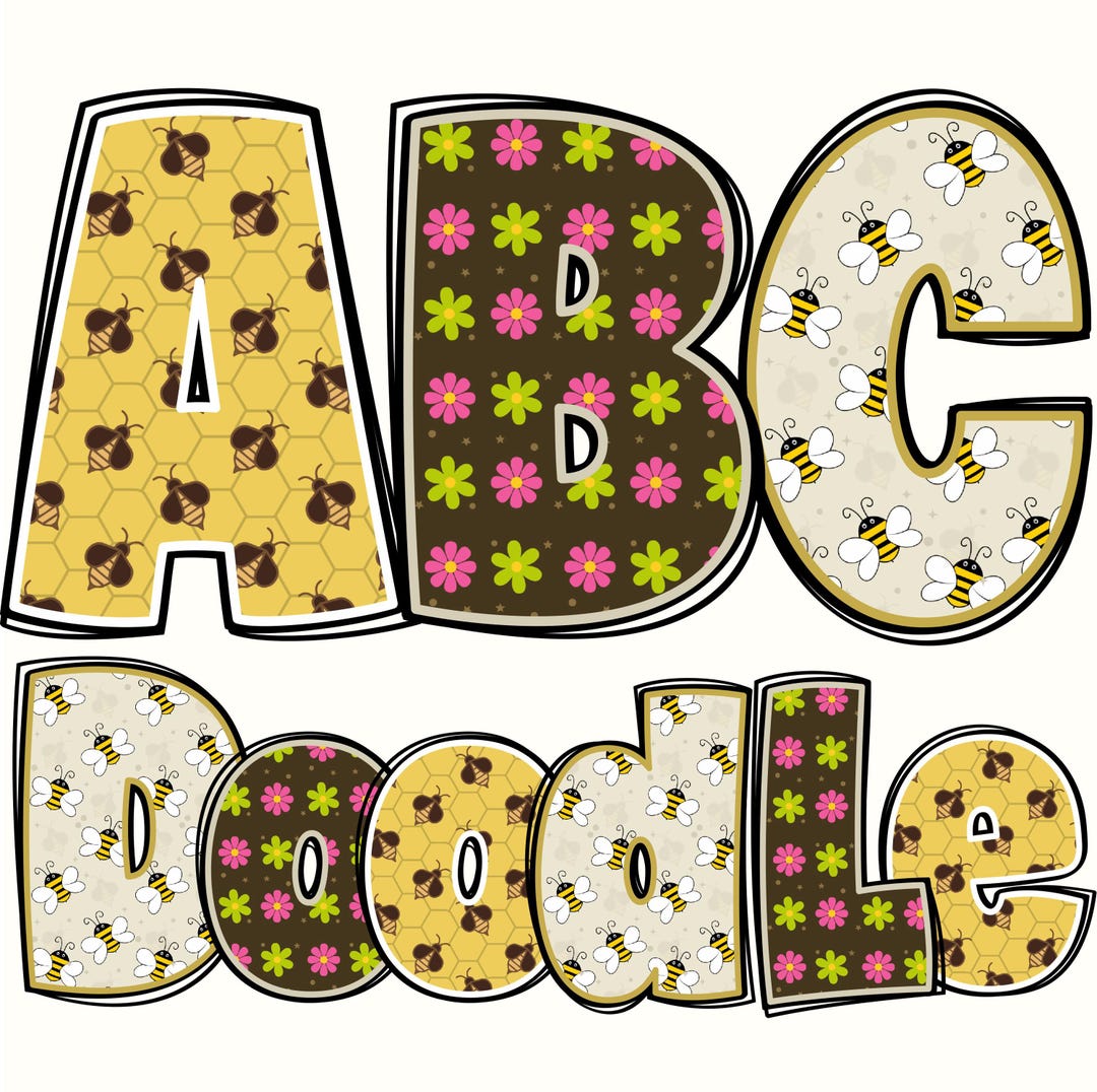 BUNDLE Spring Alphabet PNG, Spring Doodle, Spring PNG Letters, Spring ...