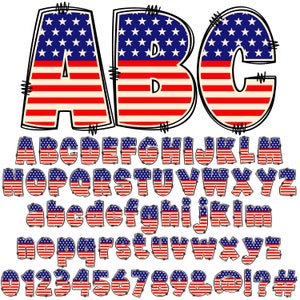 BUNDLE Patriotic Alphabet PNG, 4th of July, Independence Day, Alpha ...