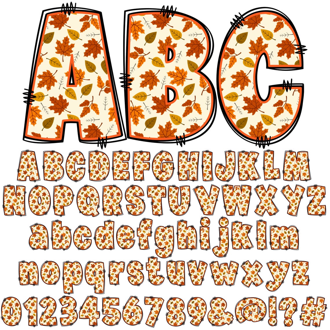 Fall Alphabet Doodle PNG Autumn Alphabet Thanksgiving Alpha - Etsy