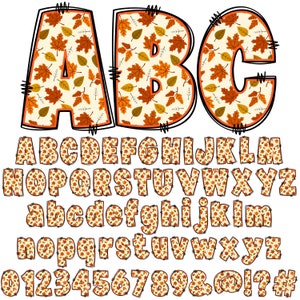 Fall Alphabet Doodle PNG, Autumn Alphabet, Thanksgiving Alpha Doodle ...