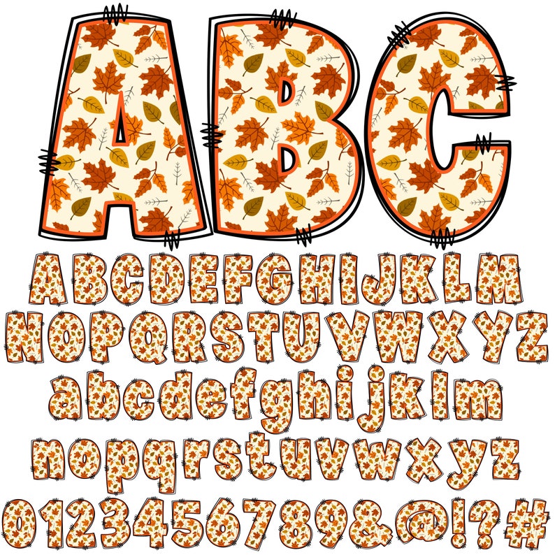 Fall Alphabet Doodle PNG, Autumn Alphabet, Thanksgiving Alpha Doodle ...