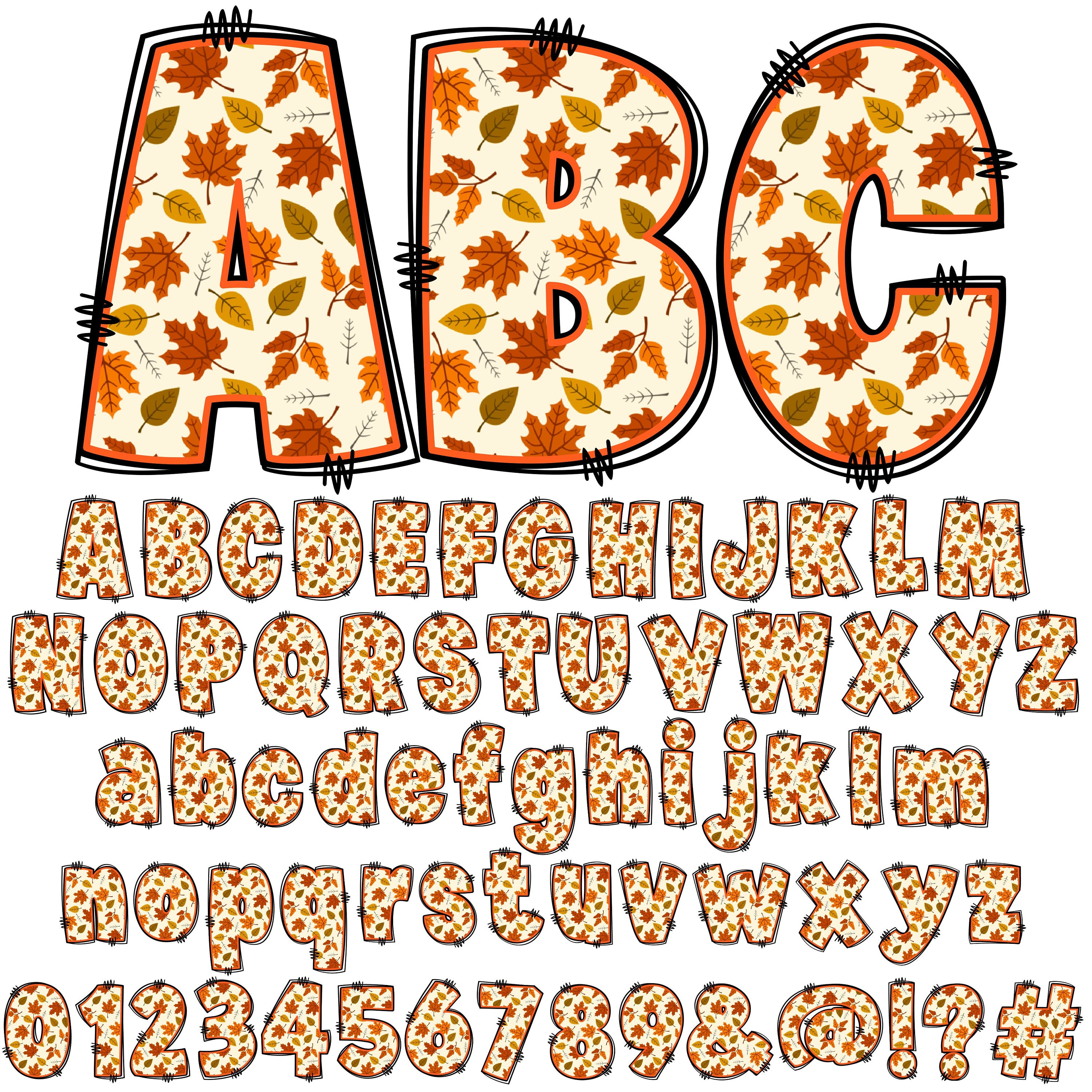 Fall Alphabet Doodle PNG, Autumn Alphabet, Thanksgiving Alpha Doodle ...