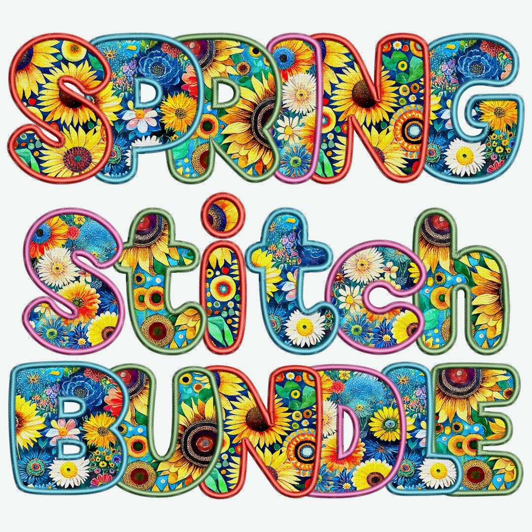 Spring Faux Embroidery Alphabet Bundle PNG, Flowers Alphabet, Summer ...