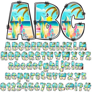 BUNDLE Summer Alphabet PNG, Tropical Doodle, PNG Letters, Beach Letters ...