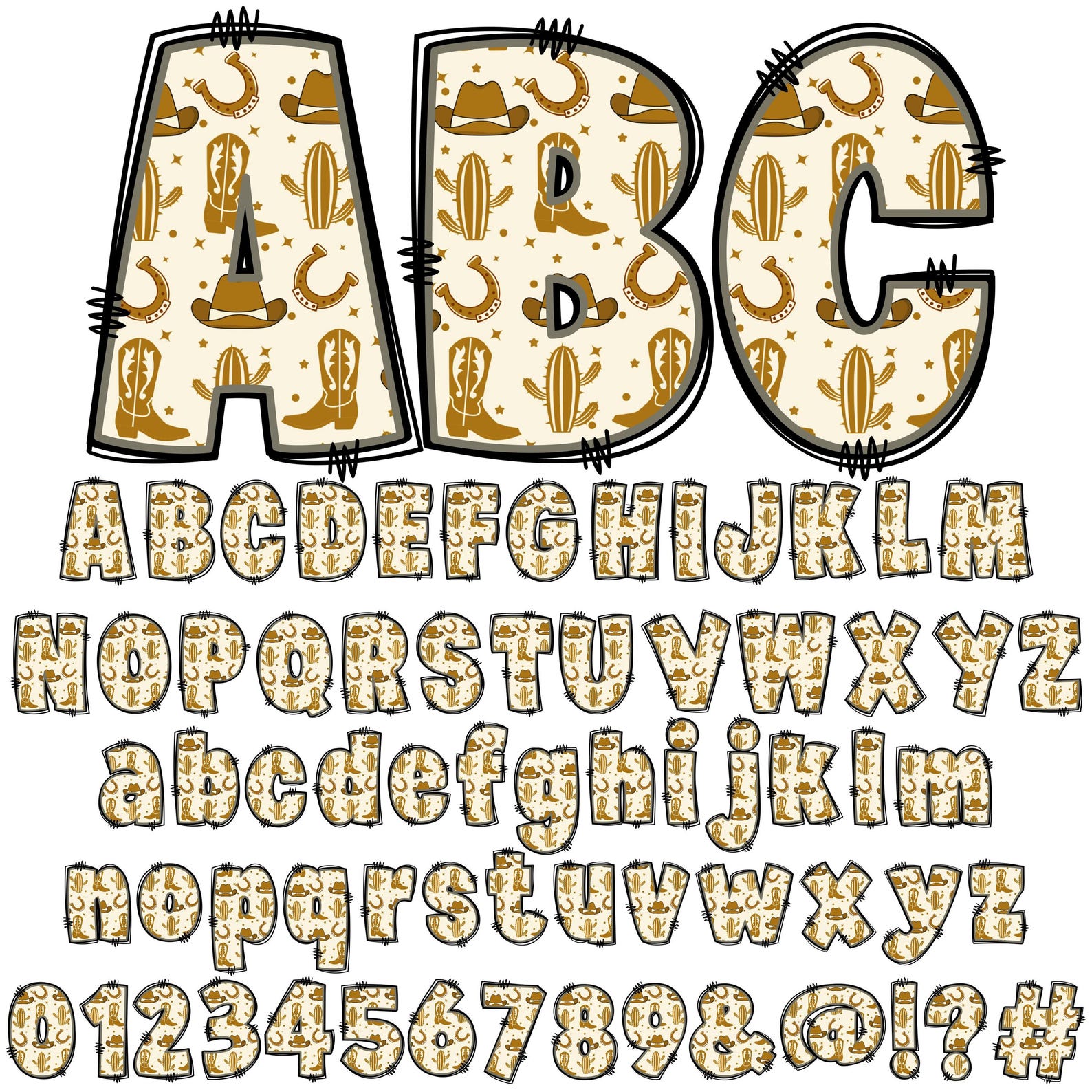 Wild West Alphabet Bundle PNG, Cowboys Letters, PNG Letters, Cowboys ...
